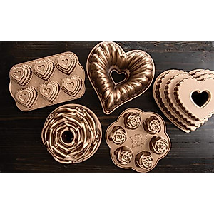 Nordic Ware Elegant Heart Bundt, 10 Cup, Toffee