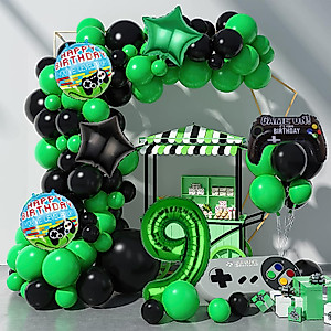 6Pcs Video Game Balloons, Video Game Controller Birthday Number Mylar Foil Balloon, Video Game Party Supplies Game On Birthday Decorations (9th)