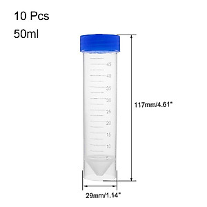 uxcell 10 Pcs 45ml Plastic Centrifuge Tubes with Screw-on Cap, Polypropylene Graduated Micro Centrifuge Tube, Self Standing, Blue, Storage Container for Beads Sample Lab