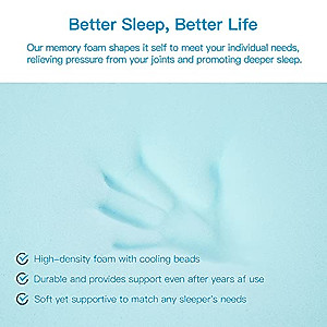 EZKozzy 3 Inch Memory Foam Mattress Topper Full Size High Density Cooling Pad Pressure Relief Bed Topper with Removable & Washable Bamboo Cover(Full)