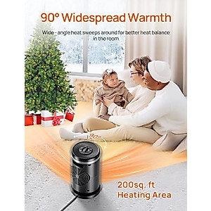 Space Heaters for Indoor Use, 1500W/750W Portable Heater with 90°Oscillation Safe and Quiet Ceramic Heater Fan Electric Heater with Overheat Protection Desk Heater for Bedroom Office Use
