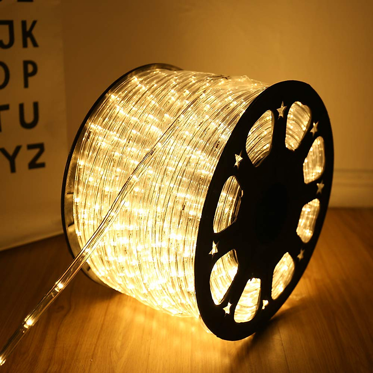 DINGFU Upgraded 100ft 720 LED Rope Lights, Indoor Outdoor Waterproof Rope Lights, Warm White Rope Light for Background,Yard,Garden,Bridges Decoration