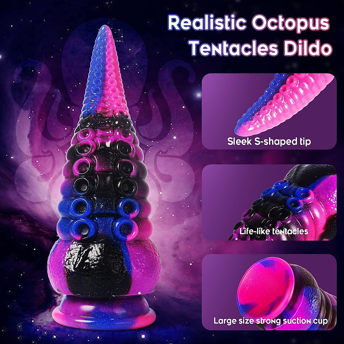 Tentacle Realistic Dildo for Women: 8.7" Big Anal Dildo with Strong Suction Cup, Huge Monster Liquid Silicone Anal Plug Prostate Massager for Hands-Free Play Adult Sex Toys for Women