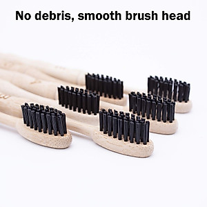 Virgin Forest Bamboo Toothbrush, Vegan Natural ECO Friendly Wood Toothbrushes, Biodegradable Organic Charcoal Tooth Brush, Pack of 6
