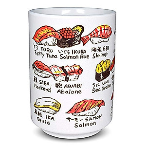 Japanese Yunomi Sushi Tea Cup Mino Ware, Sushi Print