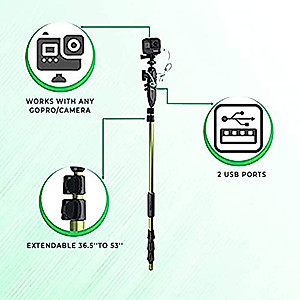 PowerStick 53" SuperBundle GoPro Boat Mount & Constant Power. 5 Go Pro Camera Bass Boat Accessories. GoPro Mount for Go Pro Hero 11 & All Action Camera. Fishing Camera Power Pole YOLOtek Veteran Owned