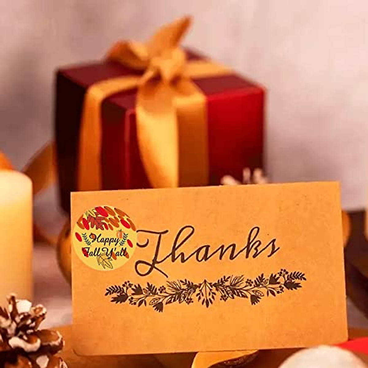 Happy Fall Y'all Stickers Thanksgiving Stickers Label 1.5 Inch - Autumn Theme Pumpkin Design Thank You Labels for Party Favors,Envelope Seals & Goodie Bags 500 Pcs/Roll Harvest Pumpkin Party stickers