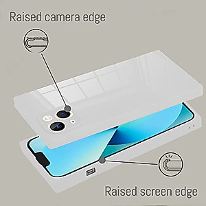 LSL Compatible iPhone 13 Case Square White Soft TPU Bumper Anti-Drop Anti-Scratch Shock Absorption Protective Wireless Slim Cover Compatible with iPhone 13 6.1 Inch for Women Girls Men