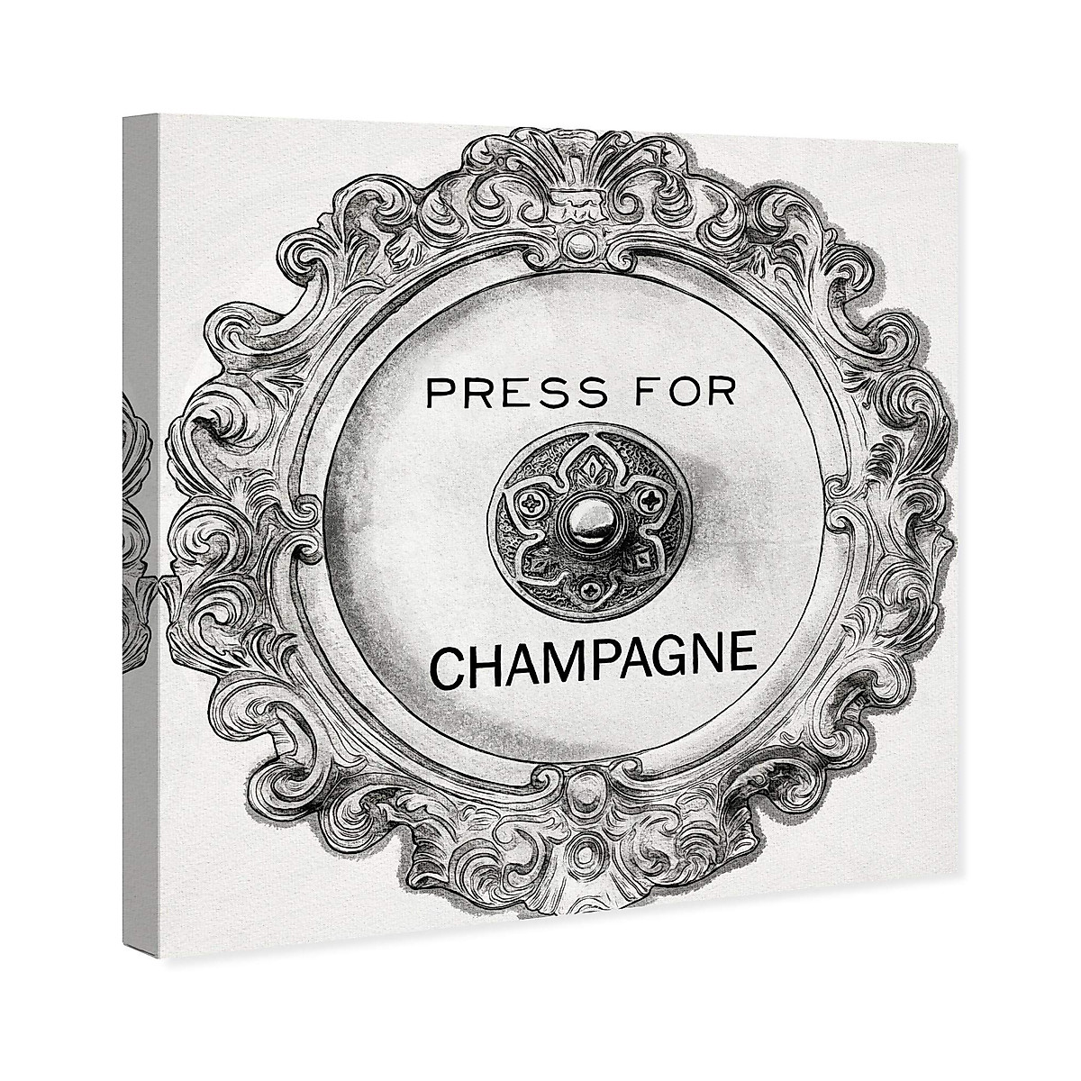 Wynwood Studio Drinks and Spirits Wall Art Canvas Prints 'Press Round' Champagne Home Décor, 20" x 20", Gray, White