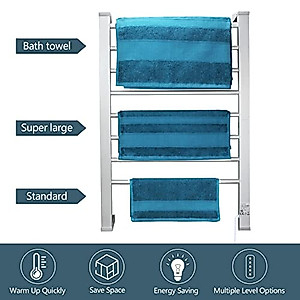 ELEGANTLIFE Electric Towel Warmer with Built-in Timer Auto Power Cutoff,Heavy Feet Steady Freestanding & Wall Mount Towel Warmers for Bathroom,8 Bars Heated Towel Rack Aluminum Oversized