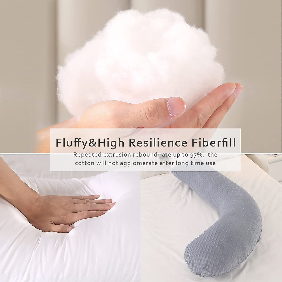 CDORANG Pregnancy Pillow, Full Body Maternity Pillow for Sleeping with Removable Washable Cover, Support for Back, Hips, Legs, Belly for Pregnant Women (Grey)