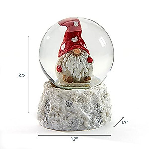 Gnome Winter White 2.5 inch Glass and Resin Stone Holiday Water Snow Globe