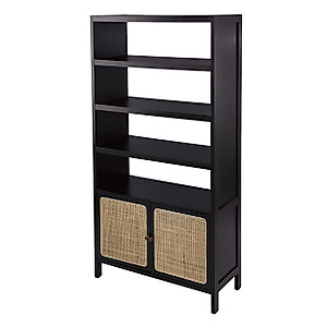 SEI Furniture Carondale Bookshelf, Standard, Black, Gold, Natural