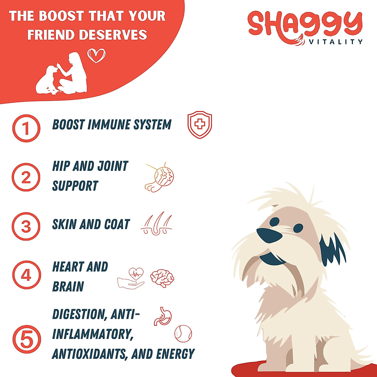 ShaggyVita Dog Vitamins and Supplements 9 in 1 for Immune System, Skin & Coat, All Ages - Dog Skin and Coat Supplement - Dog Supplements & Vitamins - Multivitamin for Dogs - Dog Vitamins Multivitamin