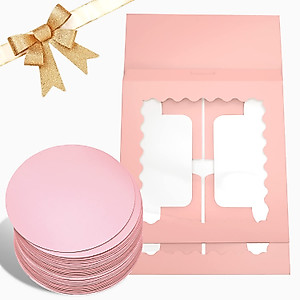10x10x5 cake boxes with Window 18-Packs Pink, 10 Inch Bakery Boxes (18 cake boxes +18 Cake Boards Included)
