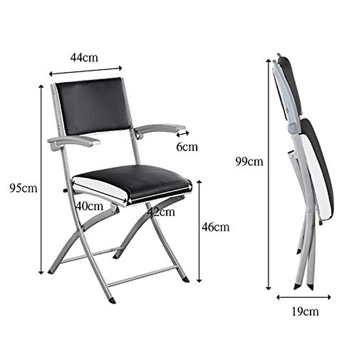 Mlaea Foldable Office Chairs, Executive Computer Desk Chair with Backrest, Dining Bedroom Living Room Chair, 42 * 40 * 95CM(Color:Black)