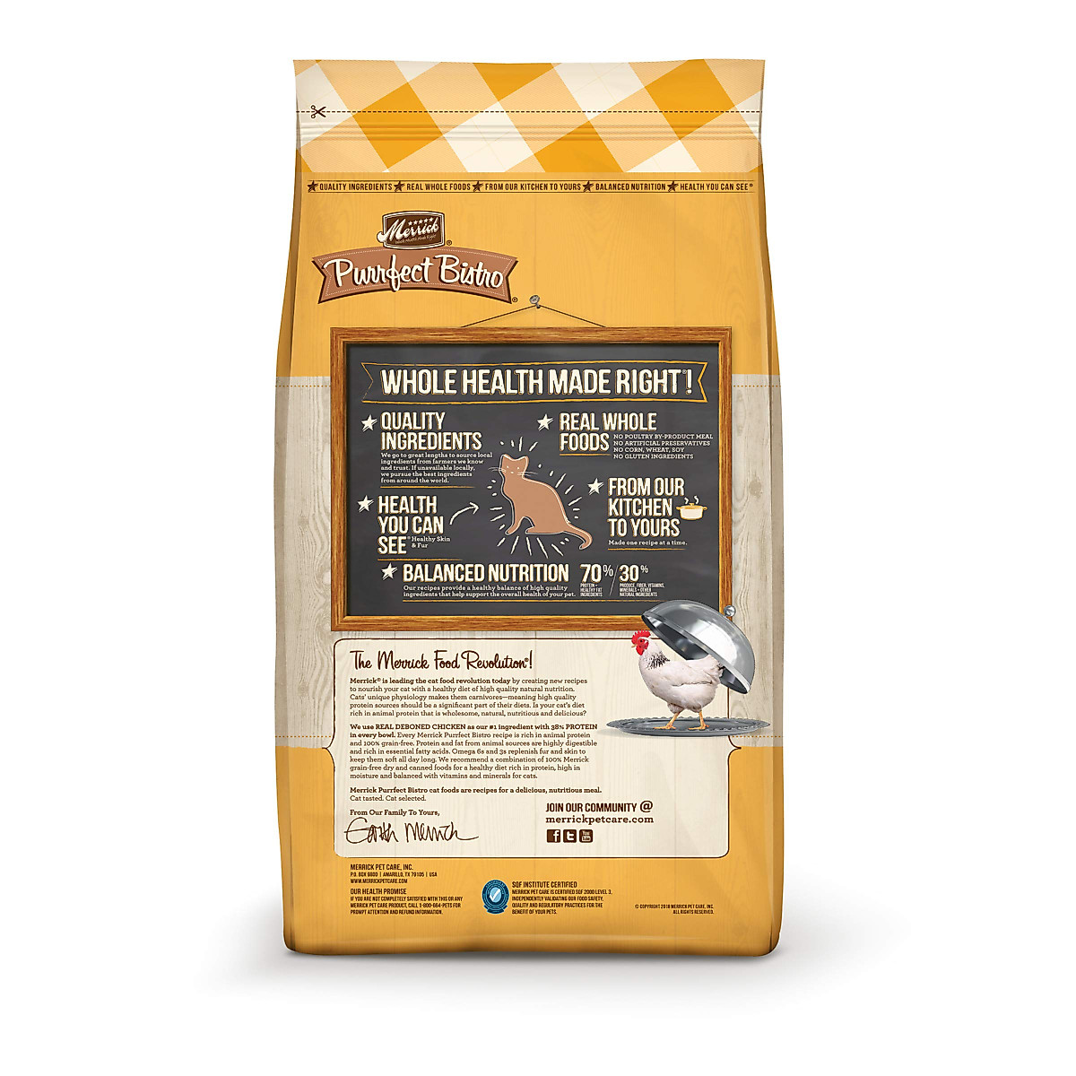 Merrick Purrfect Bistro Grain Free Natural Dry Cat Food For Adult Cats, Real Chicken And Sweet Potato Recipe - 4 lb. Bag