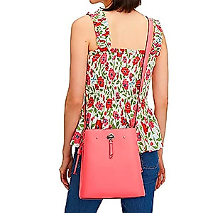 KATE SPADE NEW YORK MARTI LARGE BUCKET SHOULDER TOTE BAG GARDEN PINK LEATHER