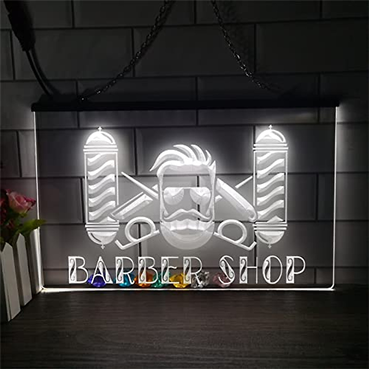 INGKE Barber Shop LED Neon Sign Open Scissor Neon Sign Barber Shop Open Light up Sign Hair Salon Neon Sign Light Welcome LED Neon Light Hair Room Decor Wall with Dimmable Switch,E,11.8"x7.9"