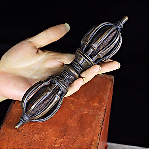 Gandhanra Powerful Vintage Tibetan Buddhism Dharma Ritual Vajra Dorje,Nine-pronged Phurba Pestle,Tantric Energy Device, Handmade in Nepal