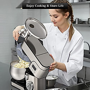 6-IN-1 Stand Mixer, 1200W LCD Display Kitchen Electric Mixer, 6.5QT Stainless Steel Bowl Mixer, Multi-Function Kitchen Mixer With Dough Hook, Whisk, Beater, Meat Grinder, Blender, Splash Guard
