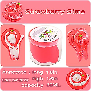12 Pack Fruit Butter Slime Kits for Kids, with Watermelon, Lemon, Peachybbies, Strawberry, Avocado and Cherry Charm,Cute Stuff for Girls Fragrant DIY Slime, Stress Relief Toys for Girls and Boys.