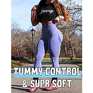 SEASUM Seamless Leggings for Women Scrunch Butt Lifting Booty High Waisted Workout Gym Yoga Pants Tights XS