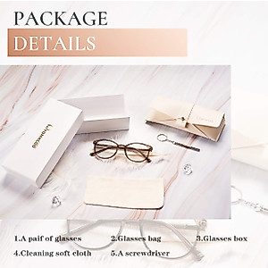 FONHCOO Blue Light Blocking Glasses Women Men TR90 Round Computer Eyeglasses (Coffee)