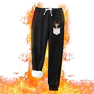 Low Rise Sweatpants,Womens Sweatpants with Pockets Christmas Print Elastic Waisted Workout Active Joggers Drawstring Casual Baggy Workout Pants Santa Claus Graphic Print Black XL