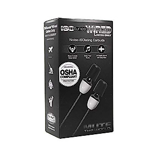 ISOtunes Wired Earplug Headphones, 29 NRR, IPX5 Waterproof, OSHA Compliant Noise Isolating Earbuds, Listen Only