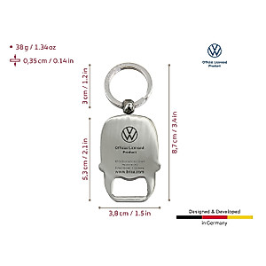 BRISA VW Collection - Volkswagen Keychain Ring Keychain Accessory Keyholder with Bottle Opener in Beetle, T1, T2 Bus Design (T1 Bus/Blue)