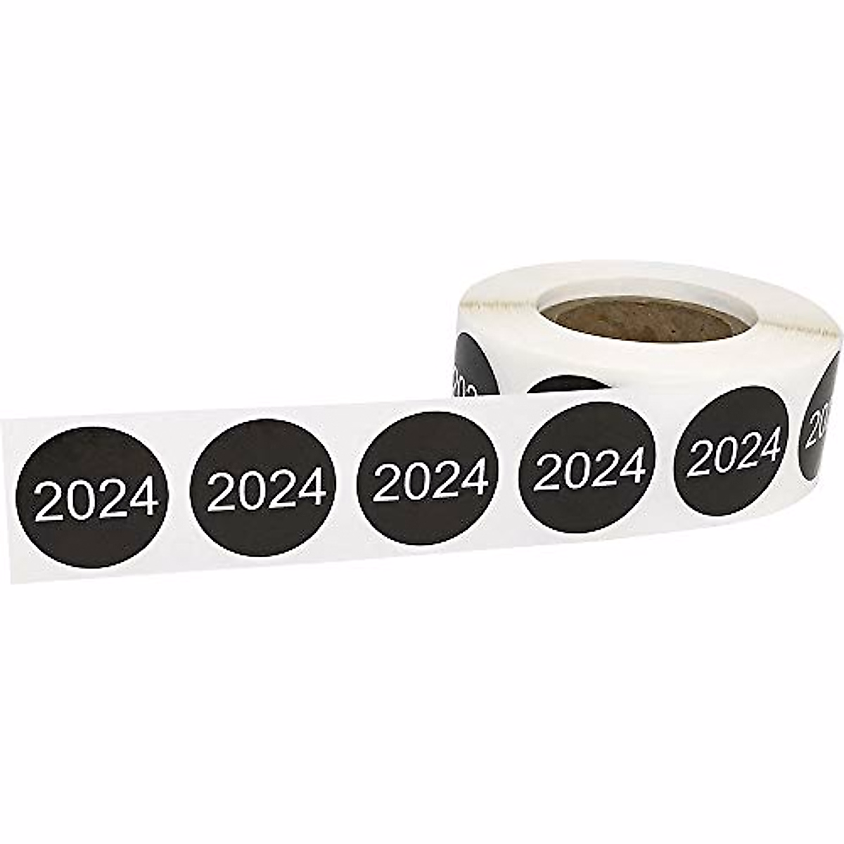 Black 2024 Circle Dot Stickers, 3/4 Inch Round, 500 Labels on a Roll