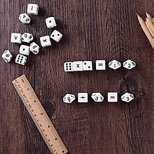 Lohoee Teaching Dice 16mm Math Dice Games for Kids 8-12 for Math Teaching Classroom Supplies Acrylic Material (20Pcs Math Operation Dice + 20Pcs Number Dice + 20Pcs Dot Dice)