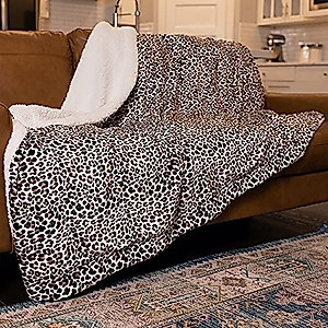 GRACED SOFT LUXURIES Throw Blanket Sherpa Fleece Minky Microfiber Reversible Soft Throw (Leopard, XL Throw 60" x 80")