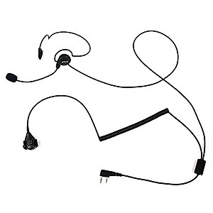 Retevis Behind-The-Head Walkie Talkie Earpiece with Boom Mic 2 Pin, Compatible RT22 RT21 H-777 RT68 RT19 pxton Arcshell Walkie Talkies, Two Way Radio Headset with Finger PTT(1 Pack)