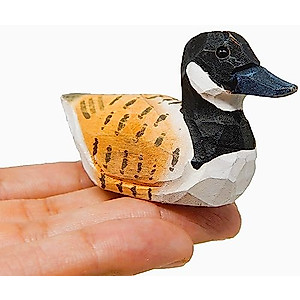 Selsela Canada Goose Figurine Decoration Handmade Wooden Statue Duck Art Decoy Carved Bird Geese Branta Small Animal Collectible