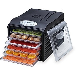 Samson Silent Dehydrator 6-Tray with with Digital Timer and Temperature Control for Fruit, Vegetables, Beef Jerky, Herbs, Dog Treats, Fruit Leathers and More