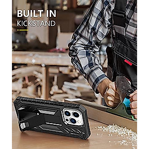 SOiOS for iPhone 13 Pro Max Case: Built in Kickstand - Military Grade Shockproof Durable Protective Phone Cover | Heavy Duty Drop Proof Full Protection TPU Bumper Hard Rugged Case 6.7 inch 2021 Black