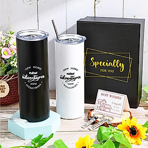 Sieral House Warming Gift for New Home House Warming Wine Tumbler for Women Men New Adventure for Friend Owner Wedding Gift(Cute Style, 12 oz)