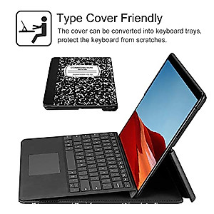 Fintie Case for Microsoft Surface Pro X (2021/2020/2019) - Hard Shell Slim Portfolio Cover Compatible with Type Cover Keyboard for 13 Inch New Surface Pro X (SQ1/SQ2), Composition Book