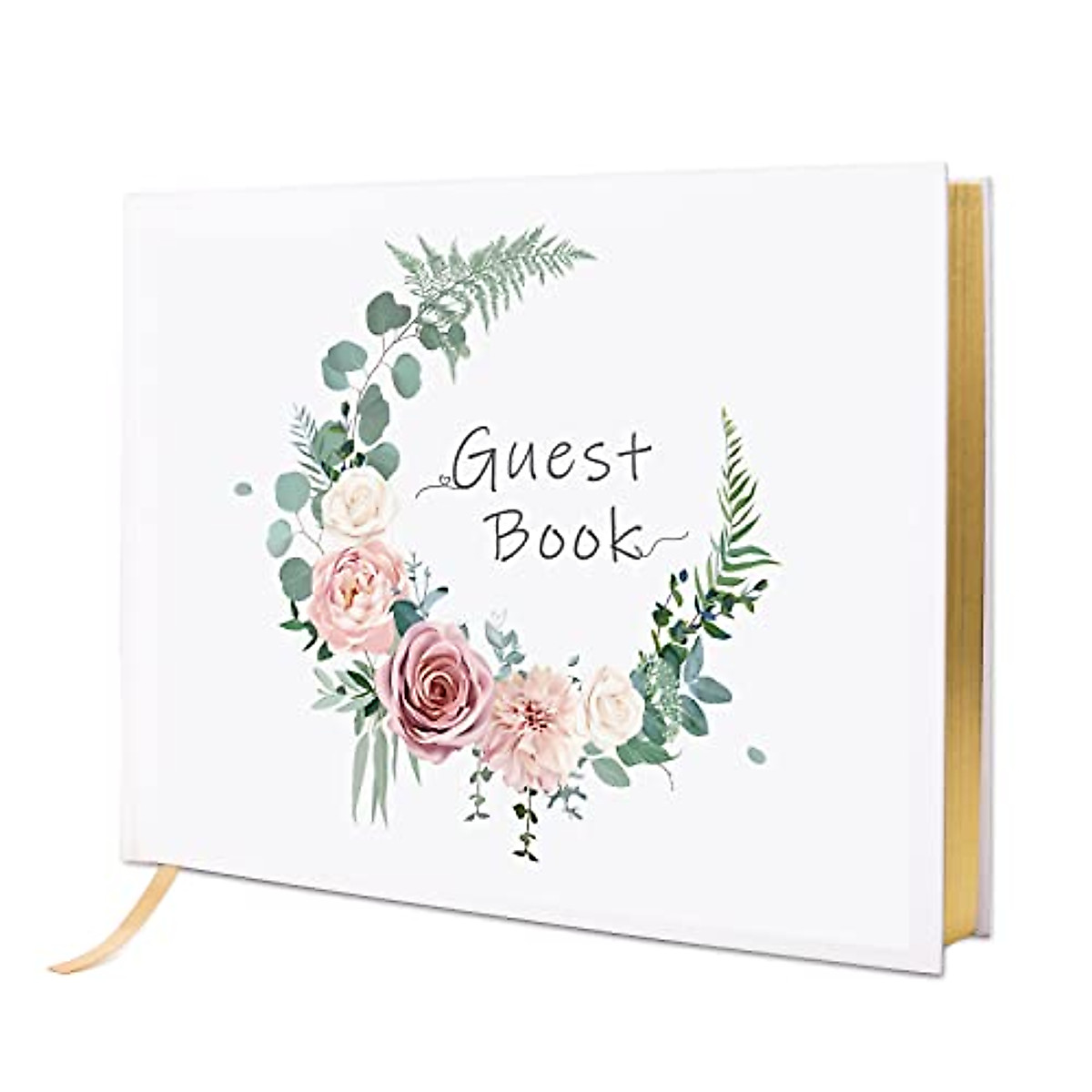 Vienrose Wedding Guest Book Registry Sign-in Book with 123 Blank Lined Pages Gilded Edges Hardcover Book for Wedding Baby Shower Birthday