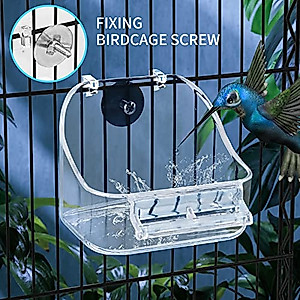 Acrylic Hanging Bird Bath Bird Caged Parrot Bathing Tub, Bird Cage Accessory Bathing Tub Bath for Small Brids Parakeet Canary Budgerigar Lovebirds (with Fixing Screws) (1PCS Transparent)