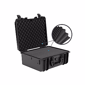 Monoprice Weatherproof Hard Case with Customizable Foam - Shockproof, IP67 Level Dust and Water Protection Up to 1 Meter Depth , 19in x 16in x 8in, 28.5 Liter, Black - Pure Outdoor Collection