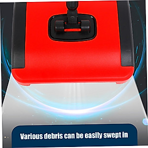 3 Rolling Brushes Floor Sweeper Carpet Brush with Wheels and Large Waste Bin 43inch Detachable Carpet Cleaner for Pet Hair Dust Debris Carpet Sweepers