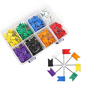 Colored Flag Map Push Pins - Coideal 400 Pack Multicolored Decorative Travel Map Tacks Plastic Head with Steel Point for Cork Bulletin Board, Picture Hanging at Home Office School (8 Assorted Colors)