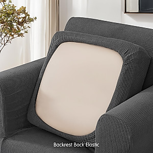 SUBRTEX 3 Pieces Stretch Sofa Slipcover Sets Couch Cover Sets Backrest Cushion Covers Furniture Protector Collection Set for Oversize Sofa Loveseat Chair Slip Covers(Small, Gray)