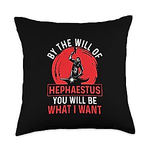 Forging Designs for Blacksmiths Hephaestus You Will Be Blacksmithing Forging Throw Pillow, 18x18, Multicolor