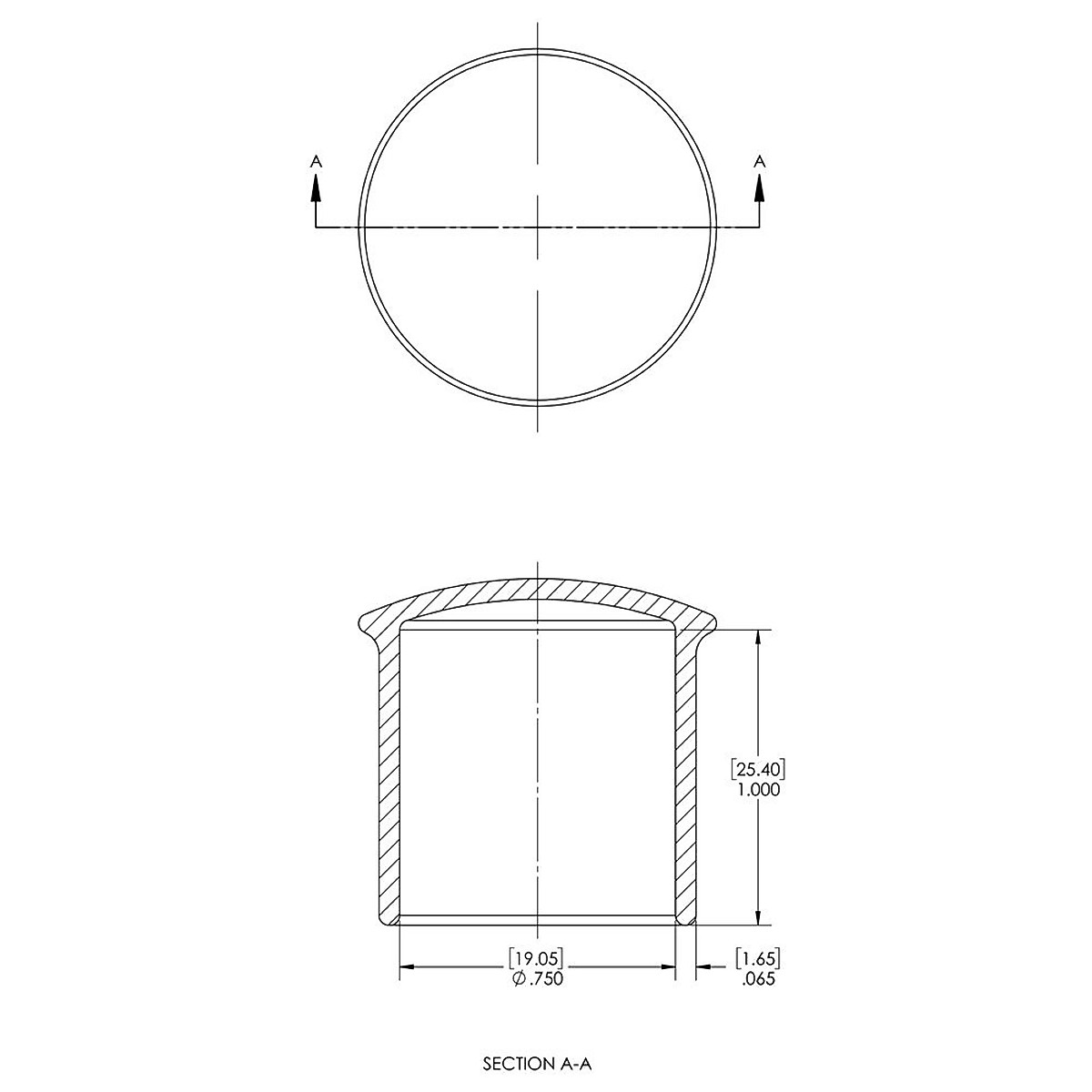 Caplugs 99390306 Plastic Cap with Flanges. VCF-750-16, Vinyl, Cap ID 0.750" Length 1.000", Black (Pack of 40)