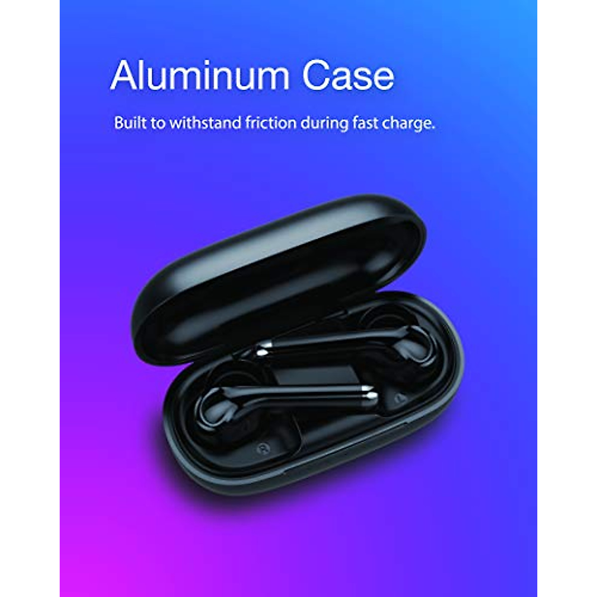 KNZ SoundMax Premium True Wireless Earphones with Qi Wireless Charging Case; Bluetooth 5 Earbuds with HD Sound Quality; Hands-Free Headset; Touch Control; Charging via USB Type-C or Wirless.