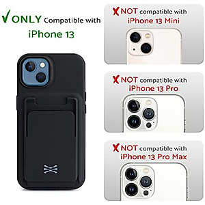 TORU MX PRO for iPhone 13 Case with Card Holder | Slim Protective Cover with Built-in Magnets for MagSafe Compatible | Detachable Sliding Wallet for 3 Cards - Black
